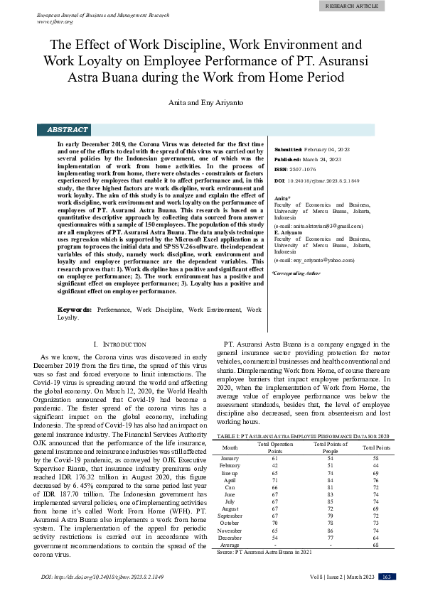 (PDF) The Effect of Work Discipline, Work Environment and Work Loyalty ...