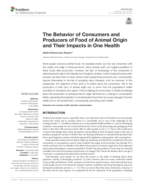 (PDF) The Behavior of Consumers and Producers of Food of Animal Origin ...