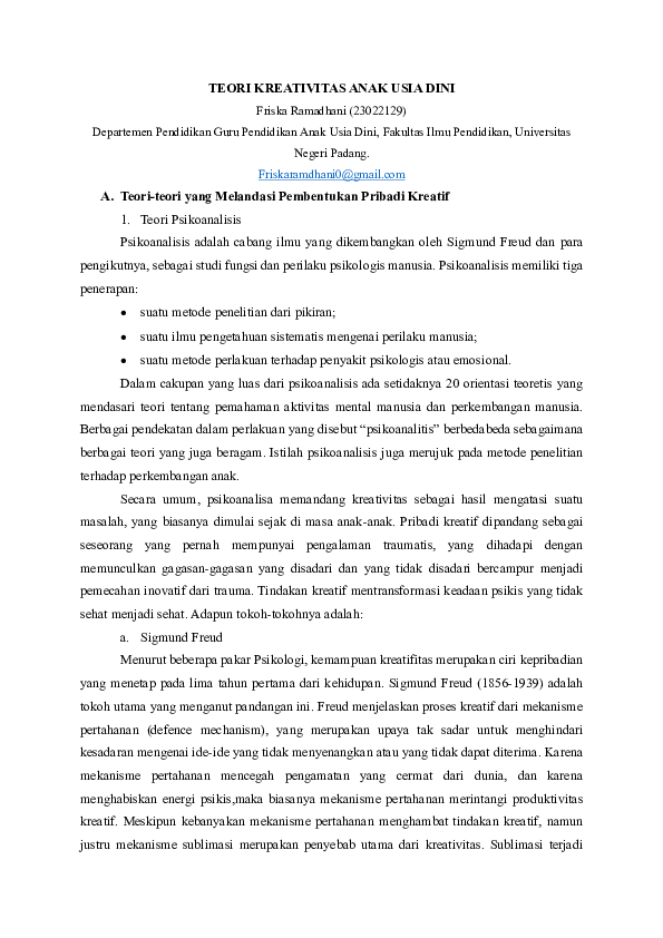 (PDF) TEORI KREATIVITAS ANAK USIA DINI