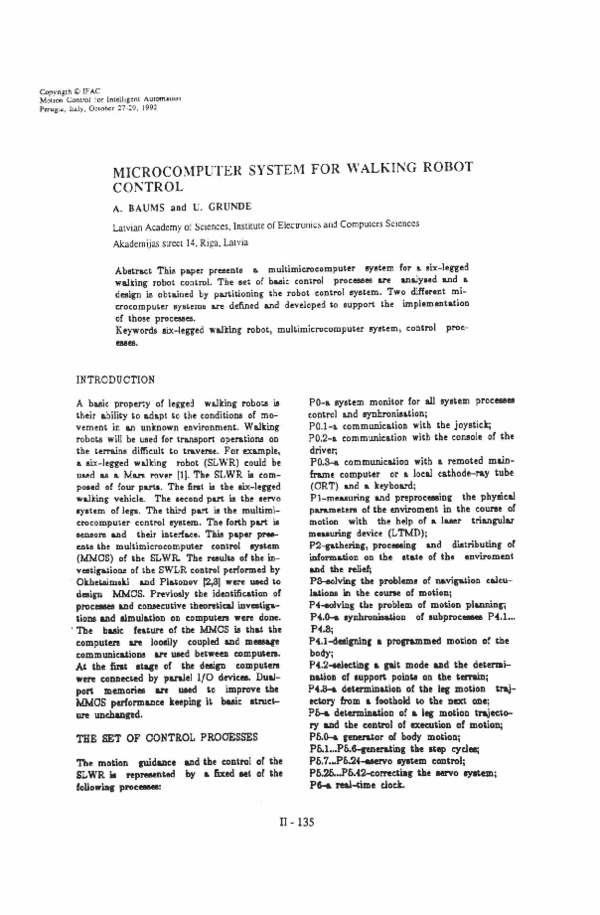 (PDF) Microcomputer System for Walking Robot Control