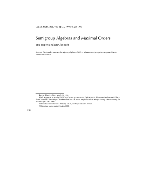 Semigroup Algebras and Maximal Orders