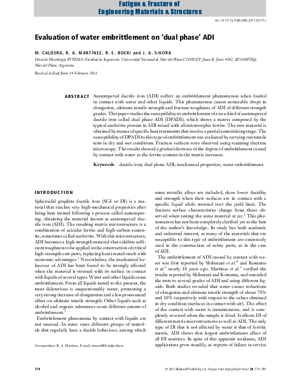 (PDF) Evaluation of water embrittlement on ‘dual phase’ ADI