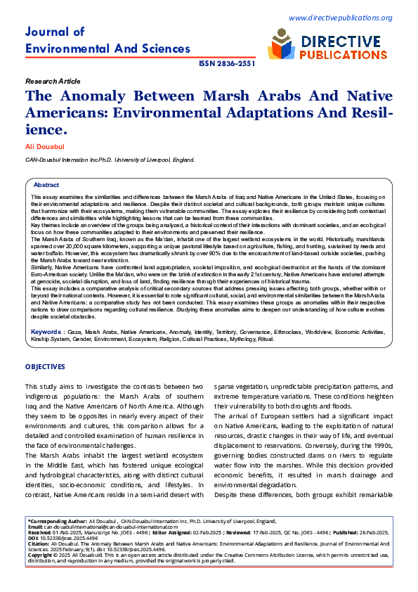 (PDF) The Anomaly Between Marsh Arabs and Native Americans ...