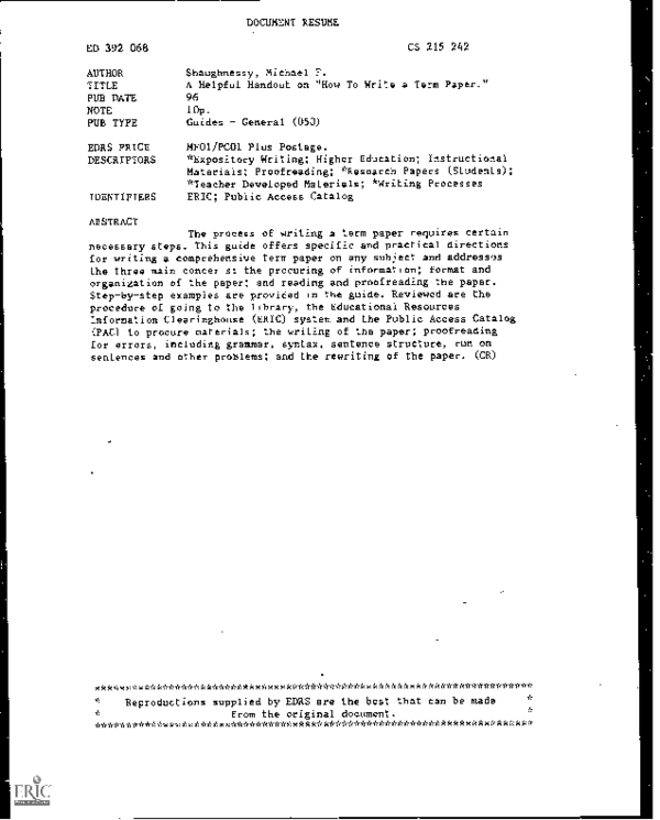 (PDF) A Helpful Handout on "How To Write a Term Paper