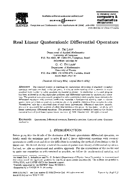 (PDF) Real linear quaternionic differential operators
