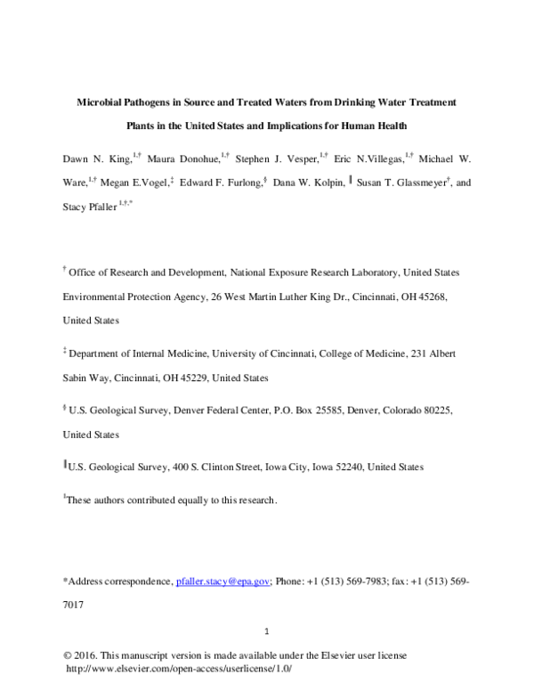 (PDF) Microbial pathogens in source and treated waters from drinking ...