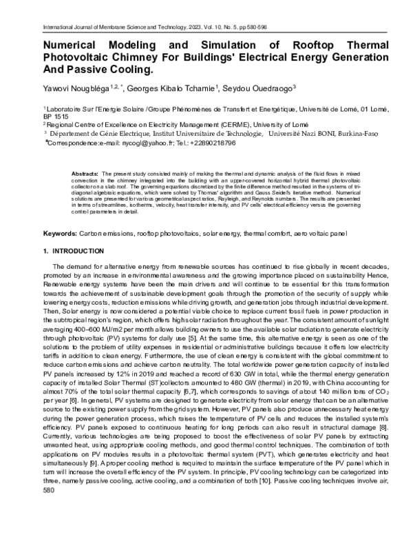(PDF) Numerical Modeling and Simulation of Rooftop Thermal Photovoltaic Chimney for Buildings ...