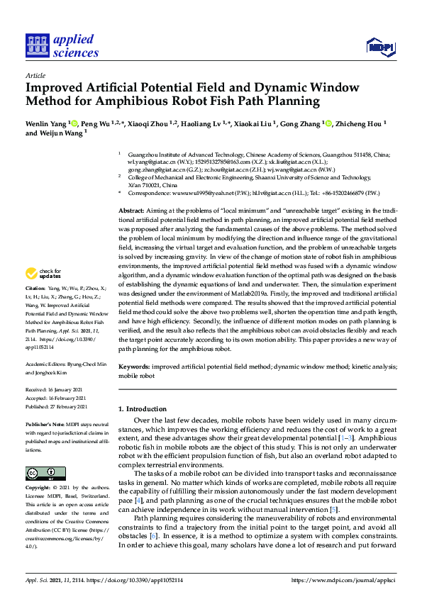 (PDF) Improved Artificial Potential Field and Dynamic Window Method for Amphibious Robot Fish ...