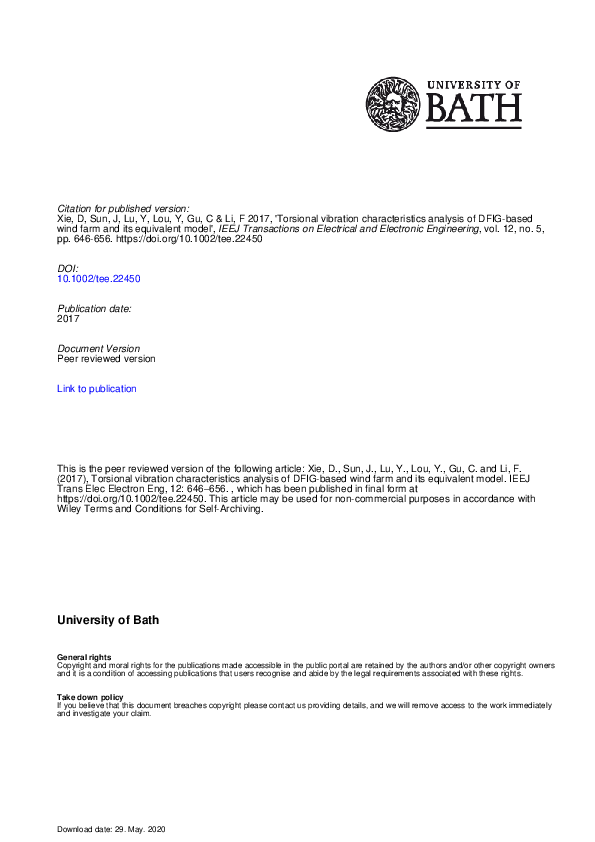 (PDF) Torsional vibration characteristics analysis of DFIG‐based wind ...