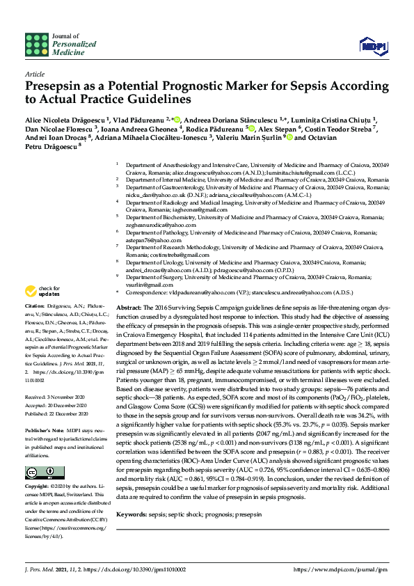 (PDF) Presepsin as a Potential Prognostic Marker for Sepsis According ...