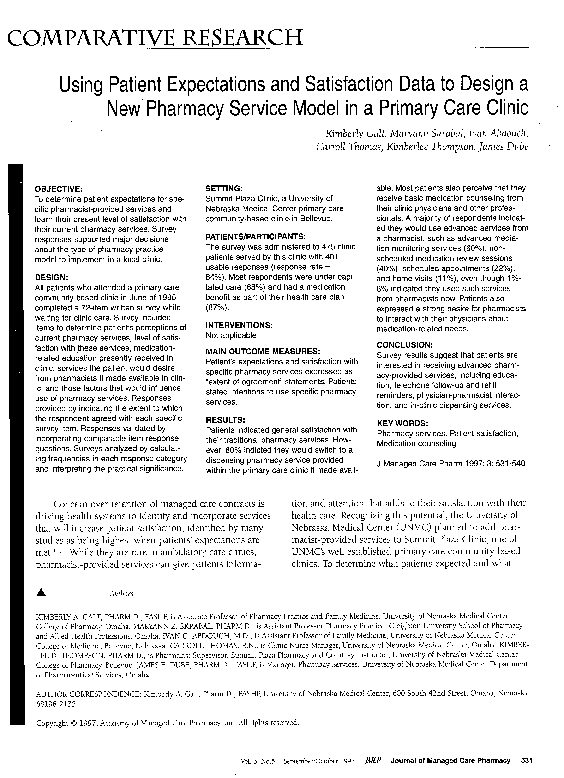 (PDF) Using Patient Expectations and Satisfaction Data to Design a New ...