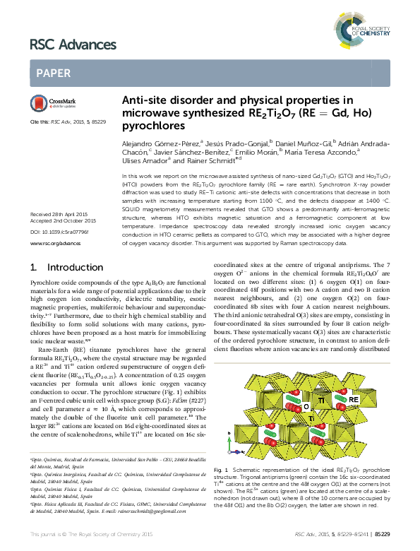 (PDF) Anti-site disorder and physical properties in microwave ...