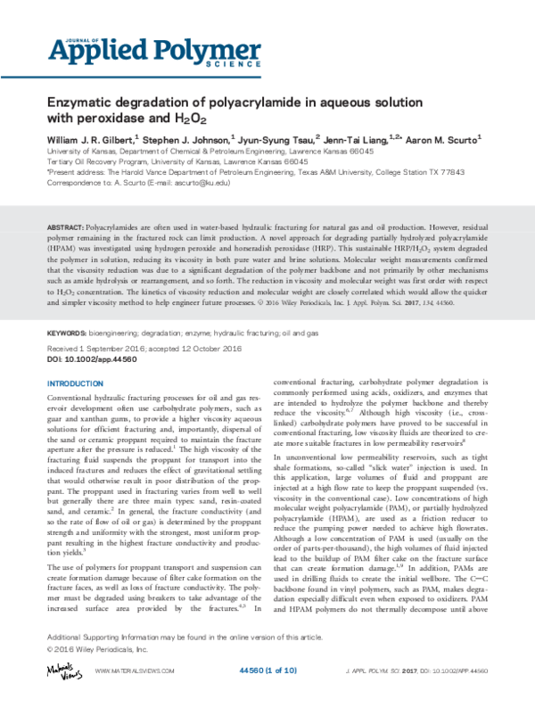 (PDF) Enzymatic degradation of polyacrylamide in aqueous solution with ...