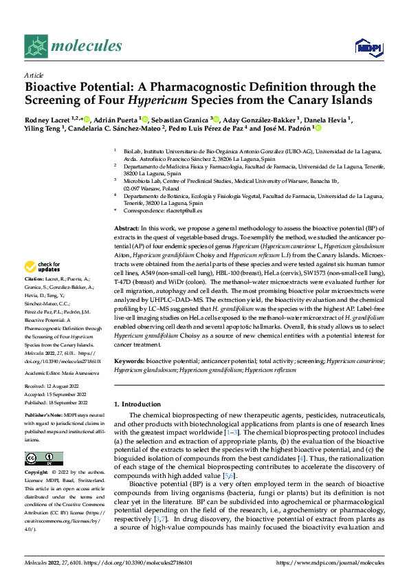 (PDF) Bioactive Potential: A Pharmacognostic Definition through the ...