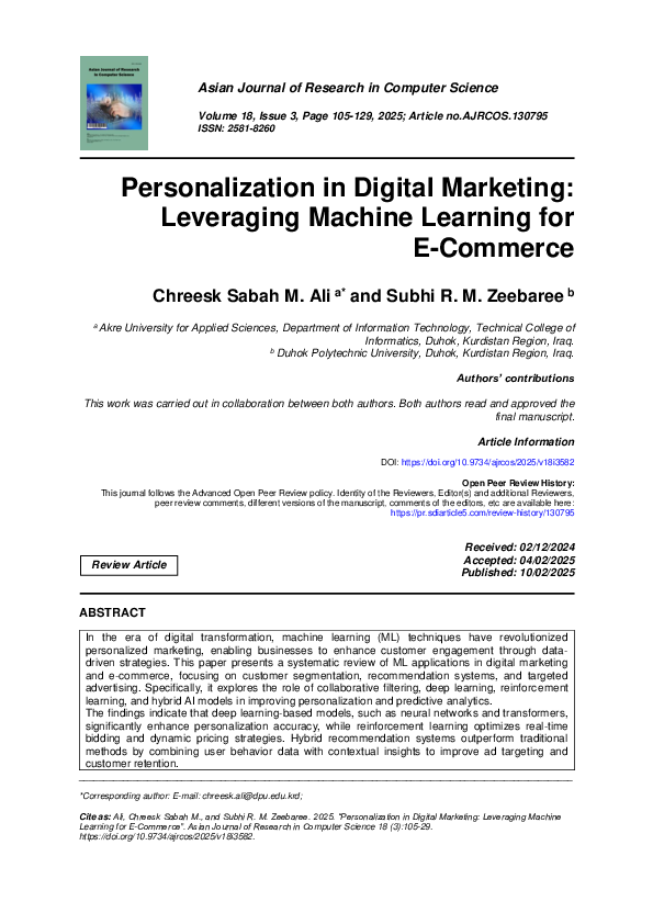 (PDF) Personalization in Digital Marketing: Leveraging Machine Learning ...