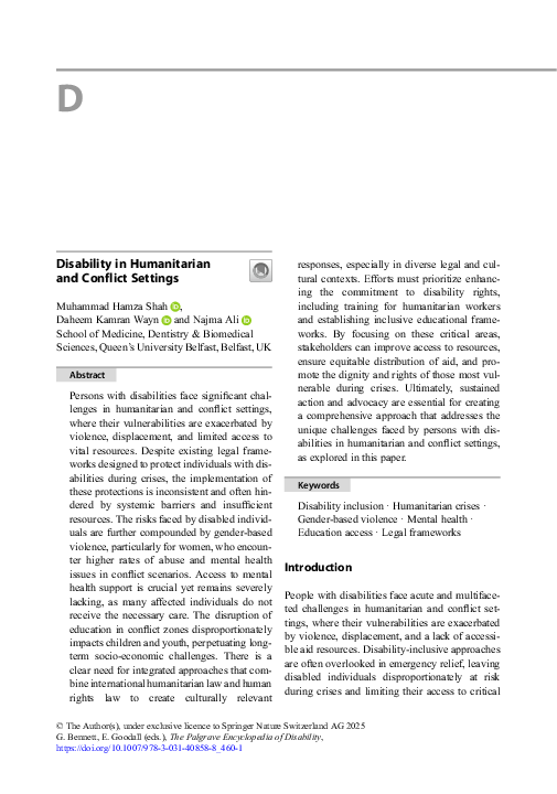 (PDF) Disability in Humanitarian and Conflict Settings