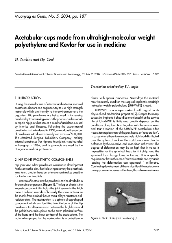 (PDF) Acetabular Cups Made from Ultrahigh-Molecular Weight Polyethylene ...