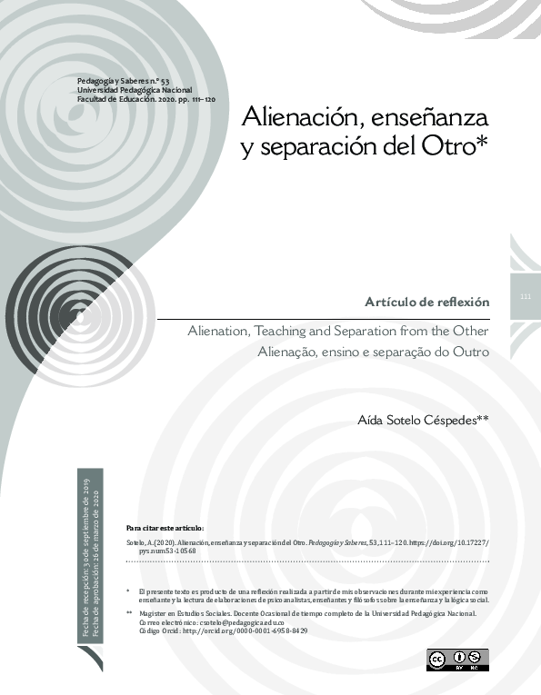 (PDF) Alienación, enseñanza y separación del Otro* Alienation, Teaching ...