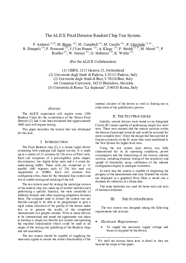 (PDF) The ALICE Pixel Detector Readout Chip Test System