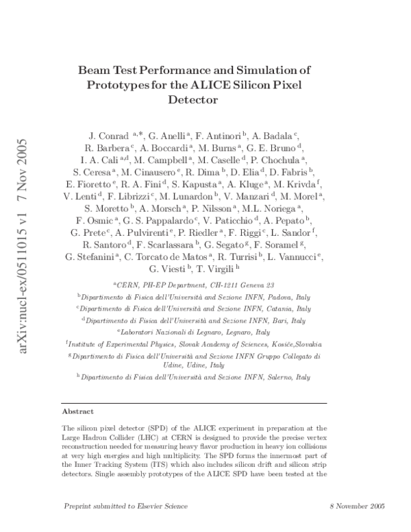 (PDF) Test beam performance of the ALICE silicon pixel detector