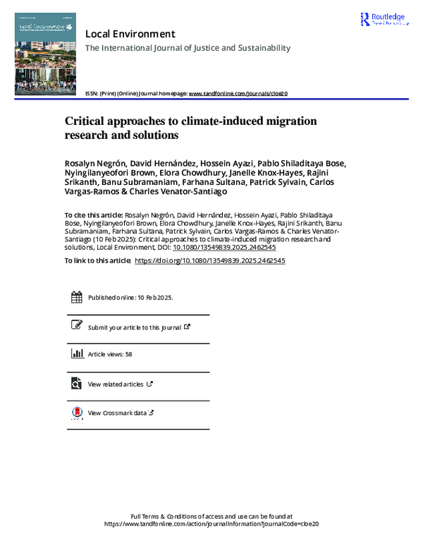 Critical Approaches to Climate-Induced Migration Research and Solutions