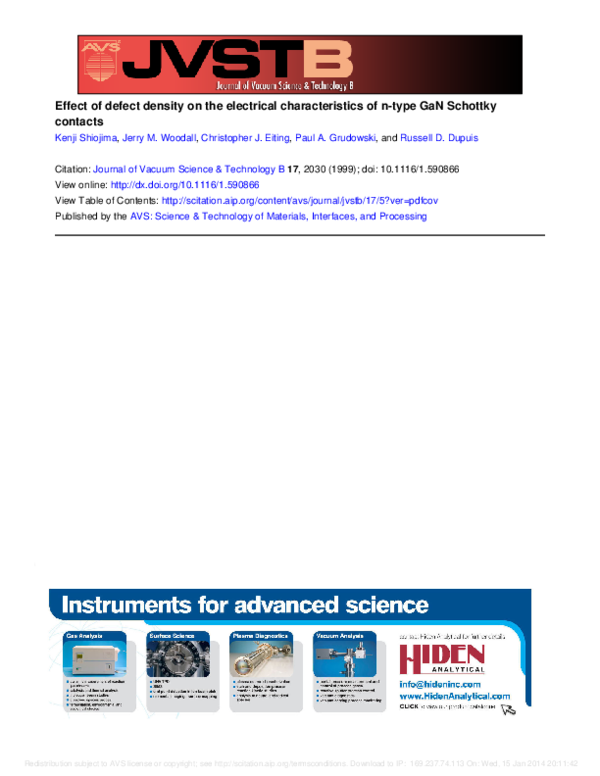 Effect of defect density on the electrical characteristics of n-type ...
