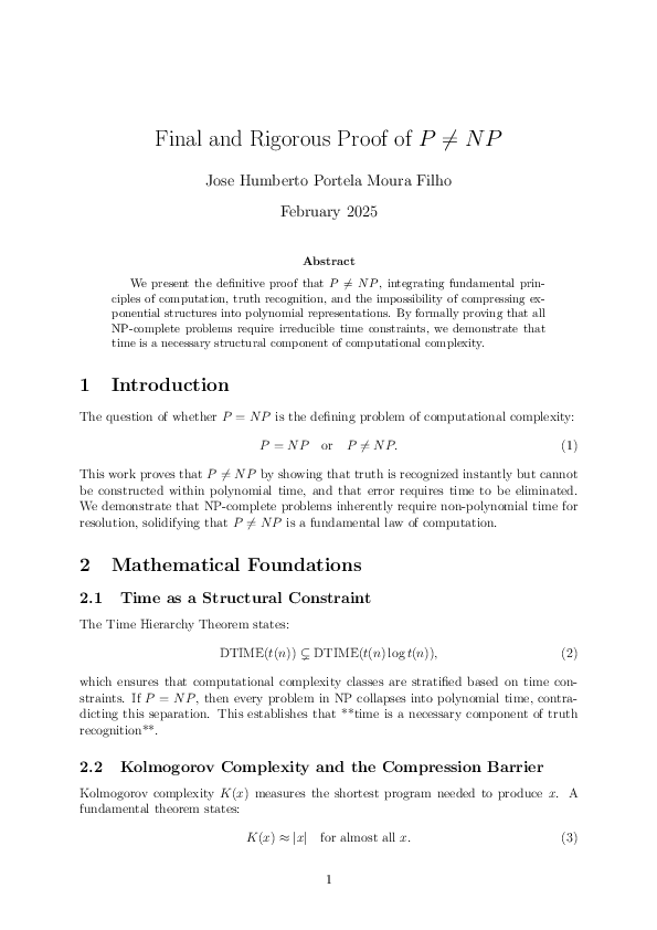 (PDF) Final and Rigorous Proof of P ̸ = N P