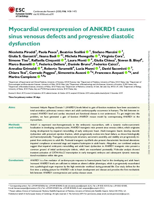 (PDF) Myocardial overexpression of ANKRD1 causes sinus venosus defects ...