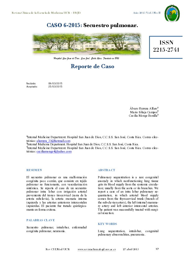 (PDF) CASO 6-2015: Secuestro pulmonar