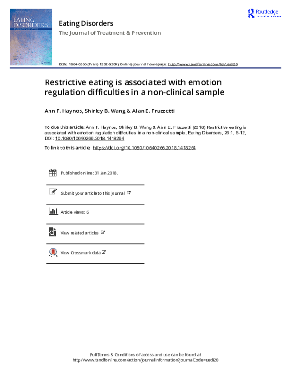 (PDF) Restrictive eating is associated with emotion regulation ...