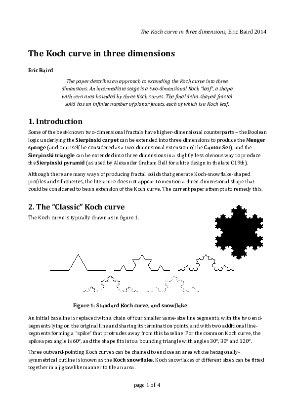 (PDF) The Koch curve in three dimensions