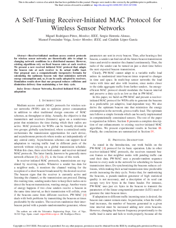 (PDF) A Self-Tuning Receiver-Initiated MAC Protocol for Wireless Sensor ...