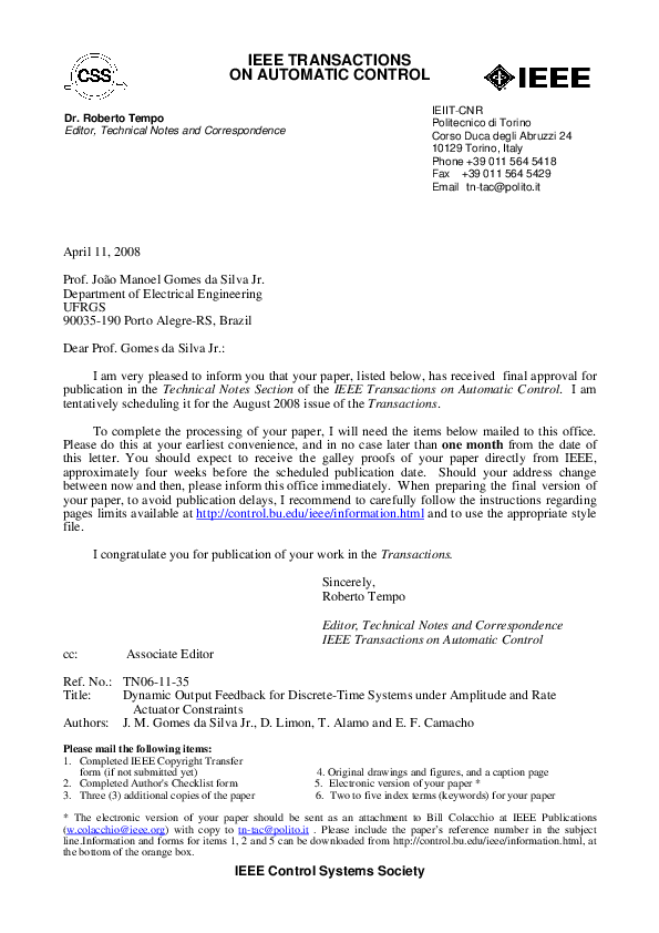(PDF) IEEE Transactions on Automatic Control