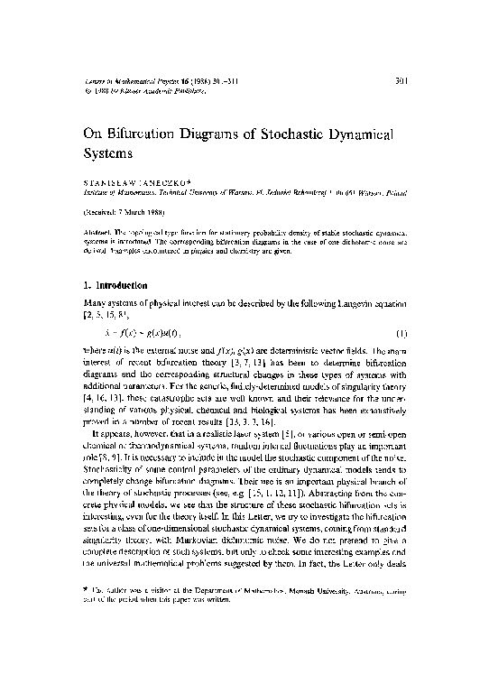 (PDF) On bifurcation diagrams of stochastic dynamical systems