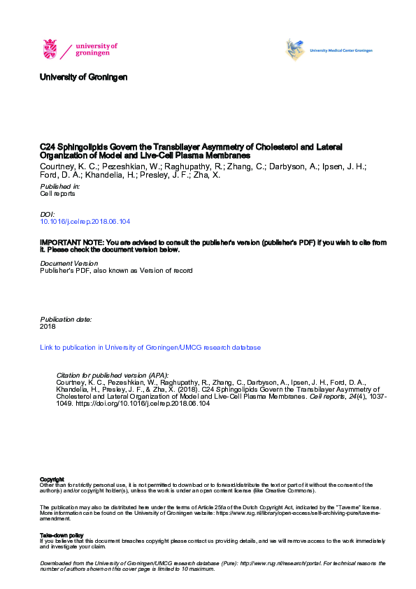 (PDF) C24 Sphingolipids Govern the Transbilayer Asymmetry of ...