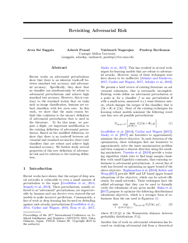 (PDF) Revisiting Adversarial Risk