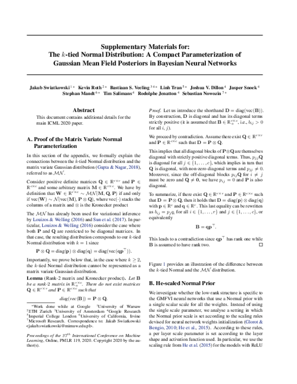 (PDF) Supplementary Materials for: The k-tied Normal Distribution: A Compact Parameterization of ...