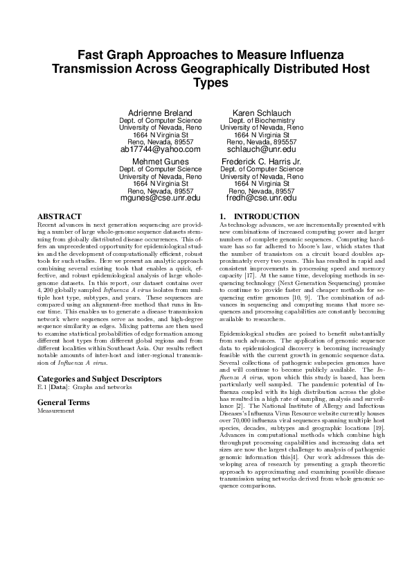 (PDF) Fast graph approaches to measure influenza transmission across ...