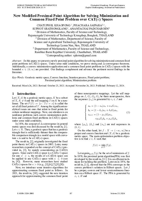 (PDF) New Modified Proximal Point Algorithm for Solving Minimization and Common Fixed Point ...