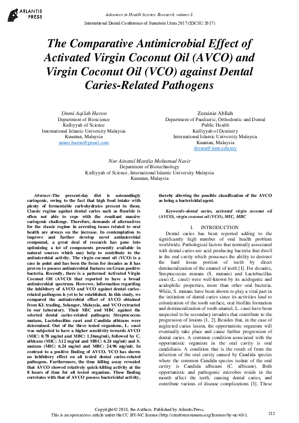 (PDF) The Comparative Antimicrobial Effect of Activated Virgin Coconut ...