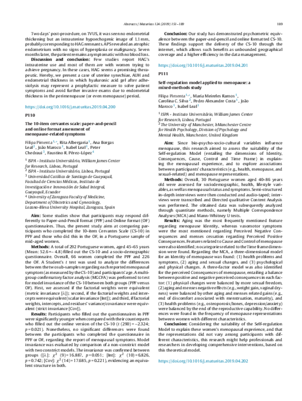 (PDF) Self-regulation model applied to menopause: a mixed-methods study