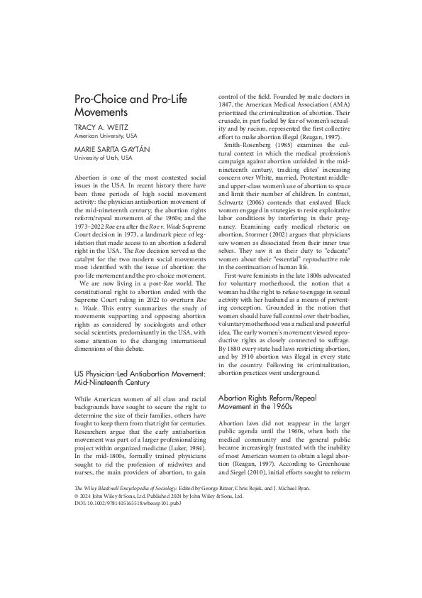 (PDF) Pro-Choice and Pro-Life Movements
