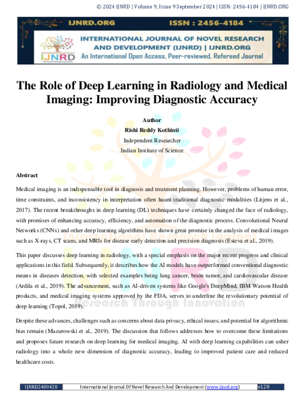 (PDF) The Role of Deep Learning in Radiology and Medical Imaging ...