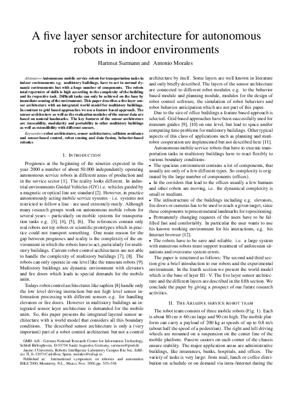 (PDF) A Five Layer Sensor Architecture for Autonomous Robots In Indoor ...