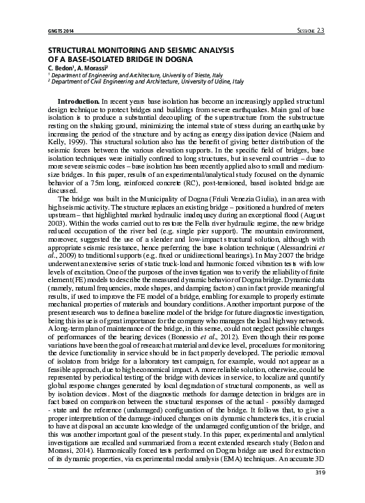(PDF) Structural monitoring and seismic analysis of a base-isolated ...