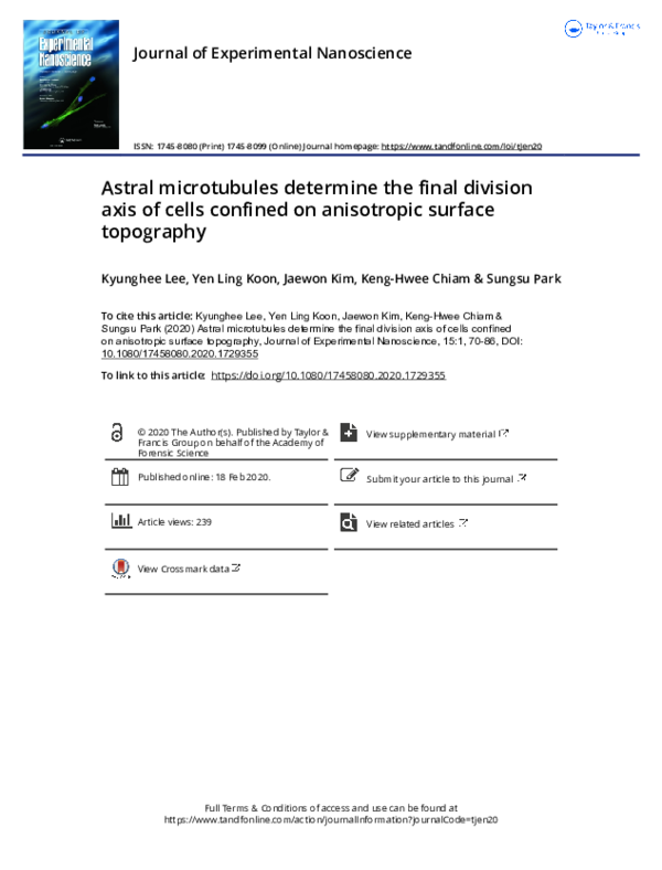 (PDF) Astral microtubules determine the final division axis of cells ...