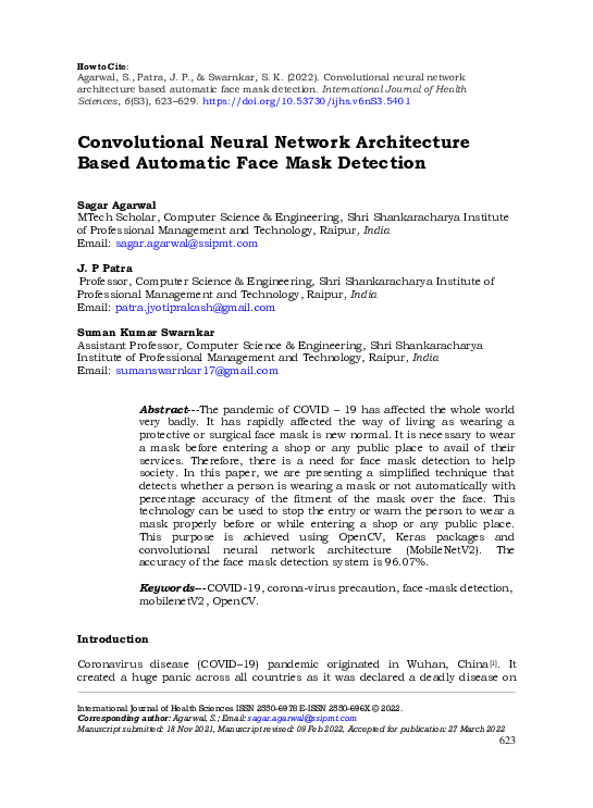 (PDF) Convolutional neural network architecture based automatic face ...
