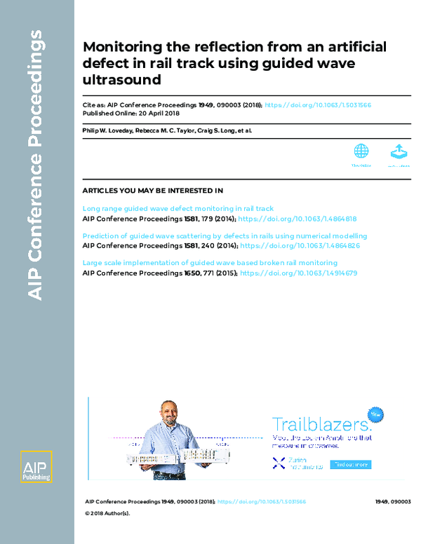 (PDF) Monitoring the reflection from an artificial defect in rail track ...