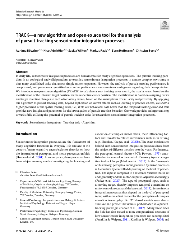 Track—a New Algorithm And Open Source Tool For The Analysis Of Pursuit Tracking Sensorimotor