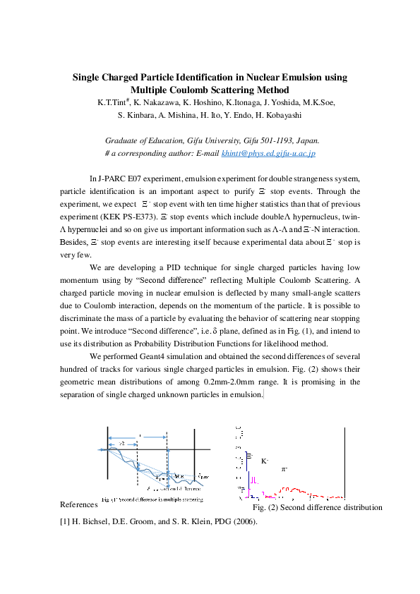 (PDF) Single Charged Particle Identification in Nuclear Emulsion Using Multiple Coulomb ...